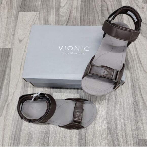 Vionic | Shoes | New Vionic Velcro Adjustable Canoe Leo Mens Brown ...